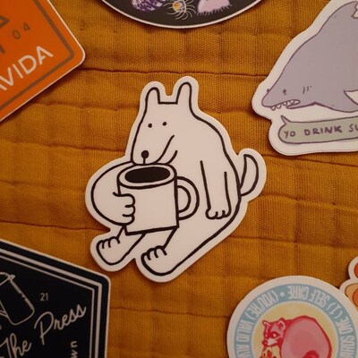 Coffee Dog Vinyl Sticker - Etsy