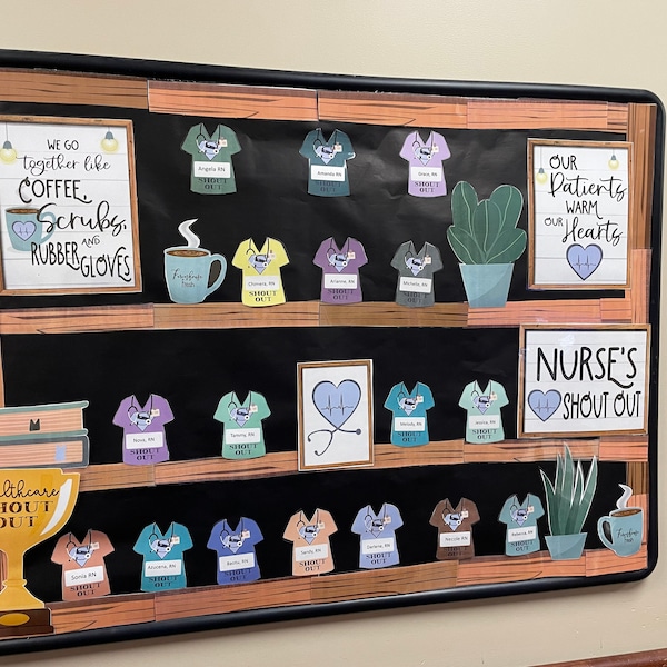 Editable Nurse Bulletin Board Sign, Medical Scrubs Poster, School Nurse ...