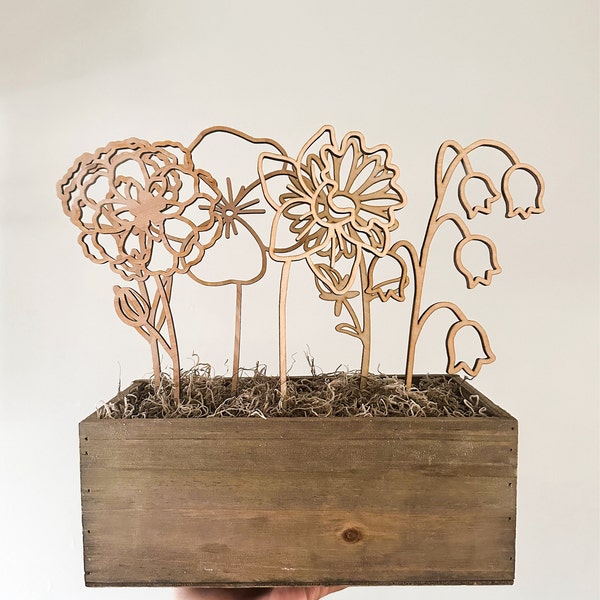 Wooden Birth Month Flower Bouquet. Birth Flowers. Mother's Day Gift ...