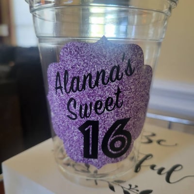 Sweet Sixteen Cups, Sweet 16 Cups, Sweet 16 Drinkware, Sweet 16 Favors ...