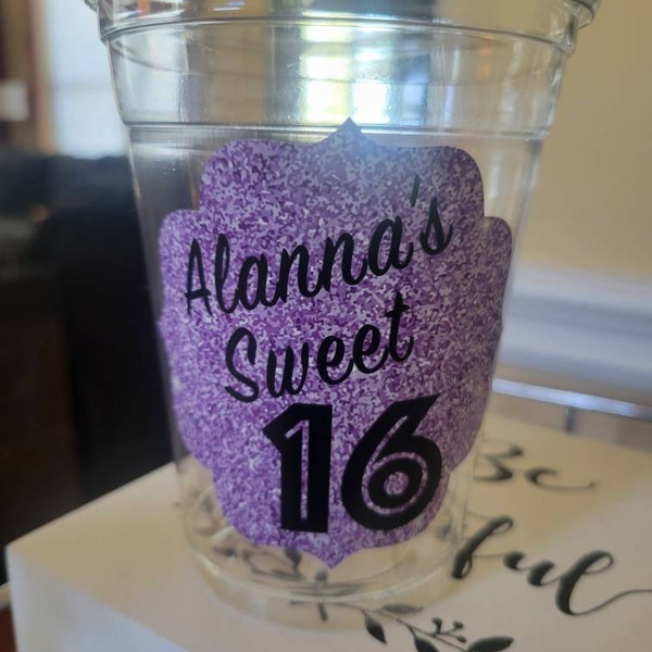 Sweet Sixteen Cups, Sweet 16 Cups, Sweet 16 Drinkware, Sweet 16 Favors ...