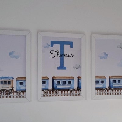 Choo Choo Train Set of 3 Unframed Personalised Name Poster Print ...