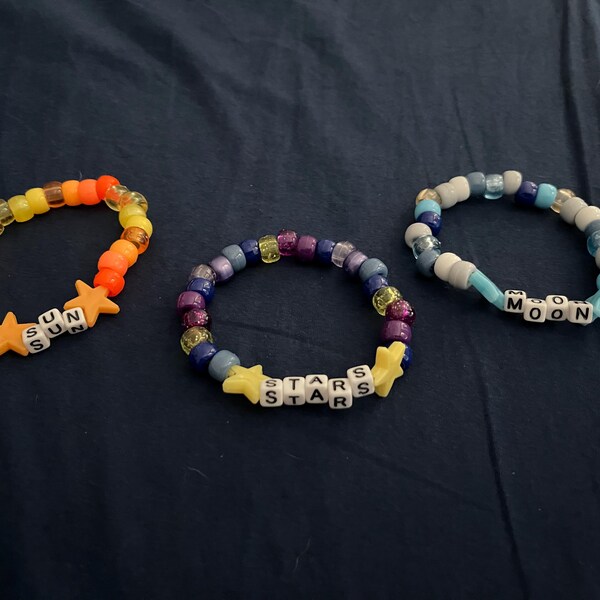 Matching Space Friendship Bracelets for Three Best Friends: Sun, Moon ...