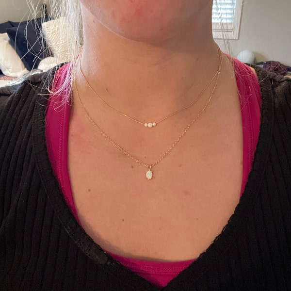Dainty Layered Opal Necklace Gift for Her, Gold Filled Multi Strand ...