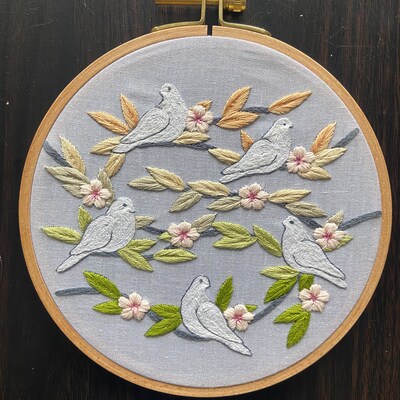 Flower Hand Embroidery Pattern Diy Bridal Bouquet Wreath - Etsy