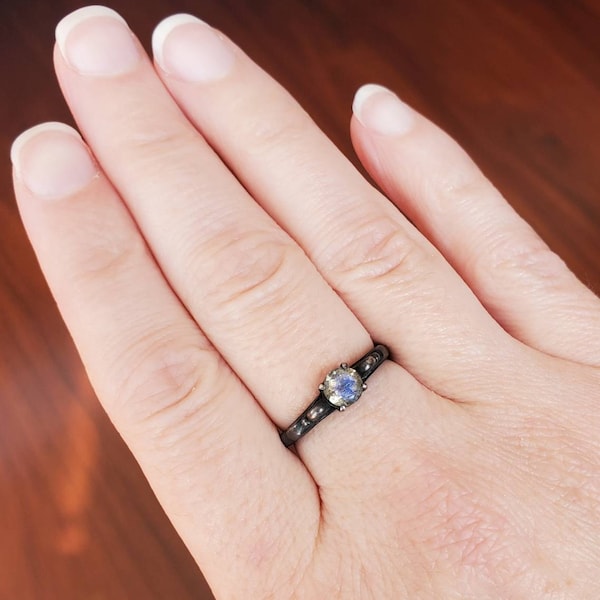 Dark Princess Ring~black Silver Ring~labradorite Ring~faceted ...