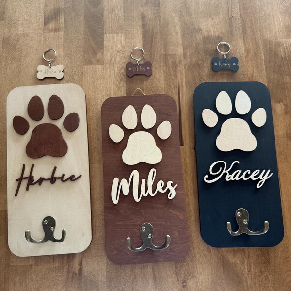 Custom Pet Leash Holder,pet Gift Pet Name Decor,pet Leash Hook With ...