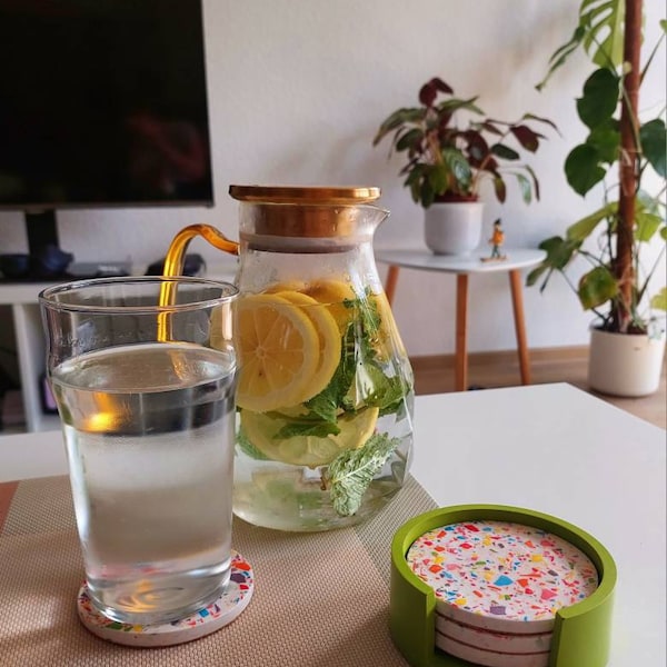 Handmade Coaster Set: Modern Terrazzo Drink Coasters - Etsy