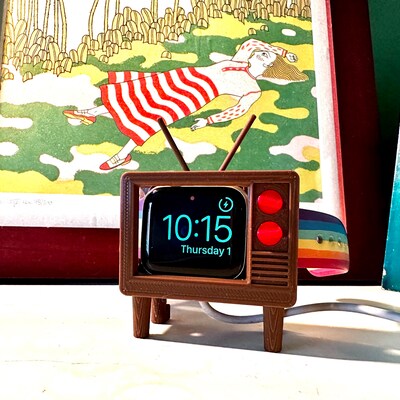 Mini TV Apple Watch Charging Station, Valentines, Personalized Man Gift ...