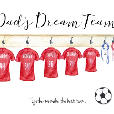 Fathers Day Gift, Football Print, Dads Dream Team, Gifts for Dad ...
