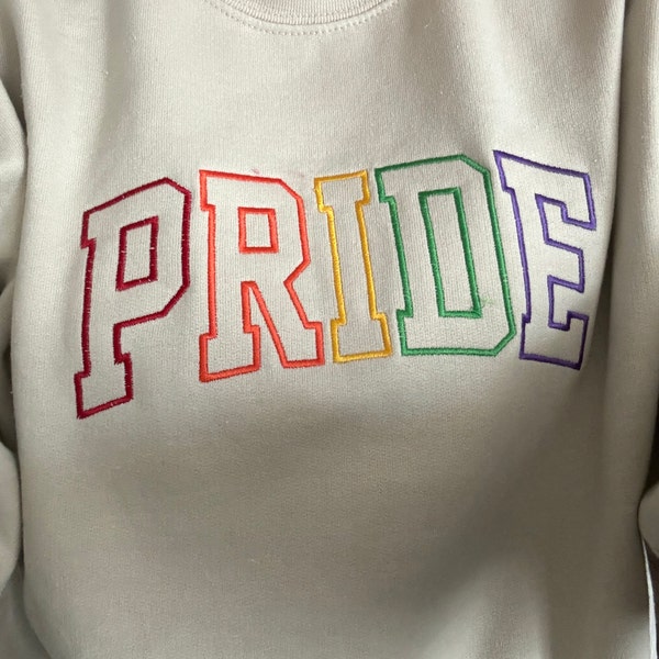 Embroidered Pride Sweatshirt, Embroidered Lgbt Shirt, Embroidered Pride ...
