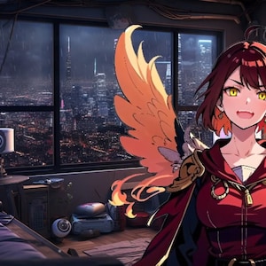 Vtuber Model for Commercial Use, Live2d Vtuber Fire Element, Premade ...