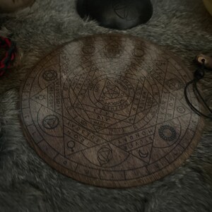 Pendulum Board Handmade Wooden Ritual Disc 6 Inch / 15 Cm Wide Symbol ...
