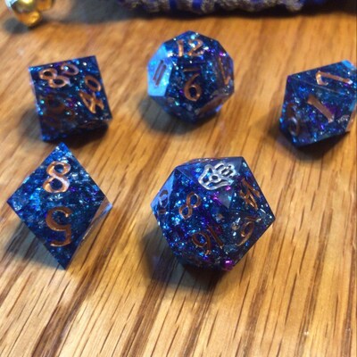 Celestial Crystal Dice Set for Dnd 7 Piece Sharp Edge Resin Dice Set ...
