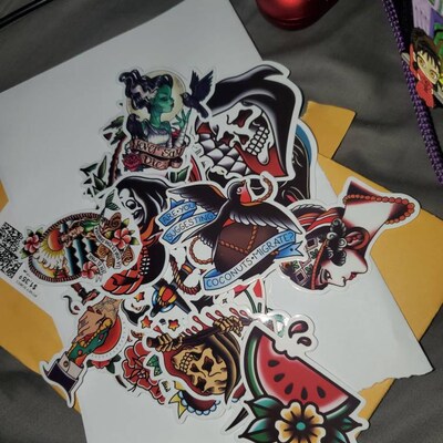 49 Cool American Traditional Tattoo Stickers Perfect for Laptop, Water ...