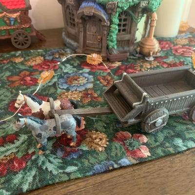 Horse & Wagon Cart Set 28mm Scale Fantasy Scatter Terrain Model for RPG ...