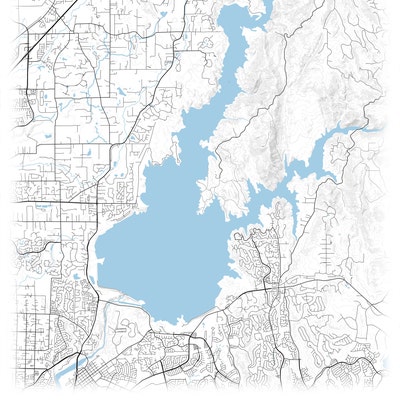 Custom Lake Map Print, Lake House Art Digital Download Lake Poster Wall ...