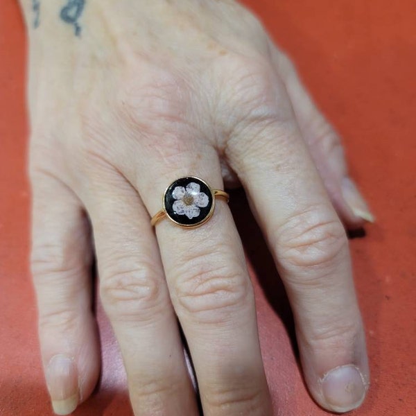 Pressed Flower Ring | Cottagecore Floral Ring | 14K Gold Filled Ring ...
