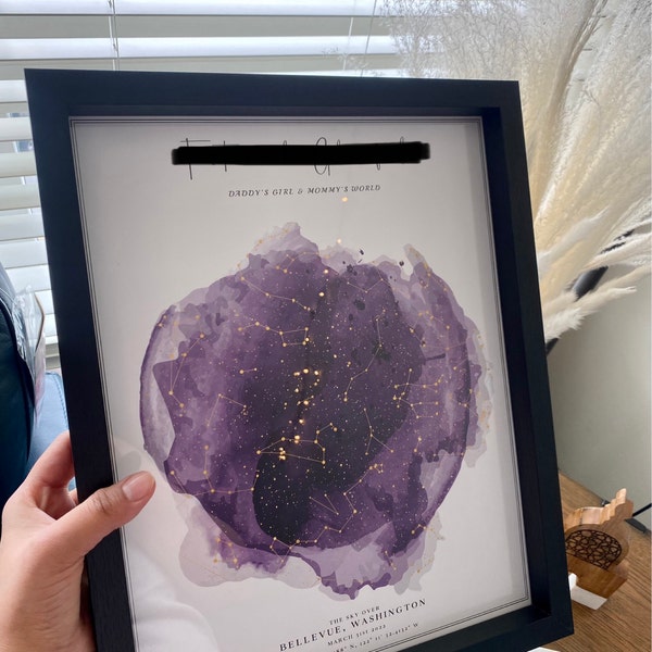 Custom Night Sky Print | Personalised Constellation Star Map Wall Art ...