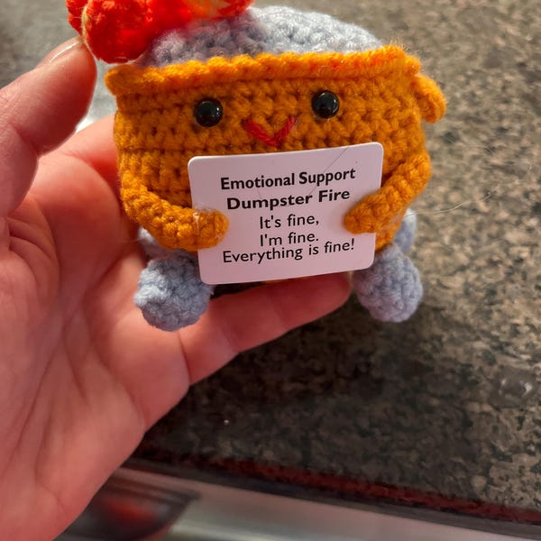 Emotional Support Dumpster Fire,burning Trash Can, Crochet Trash Can,i ...