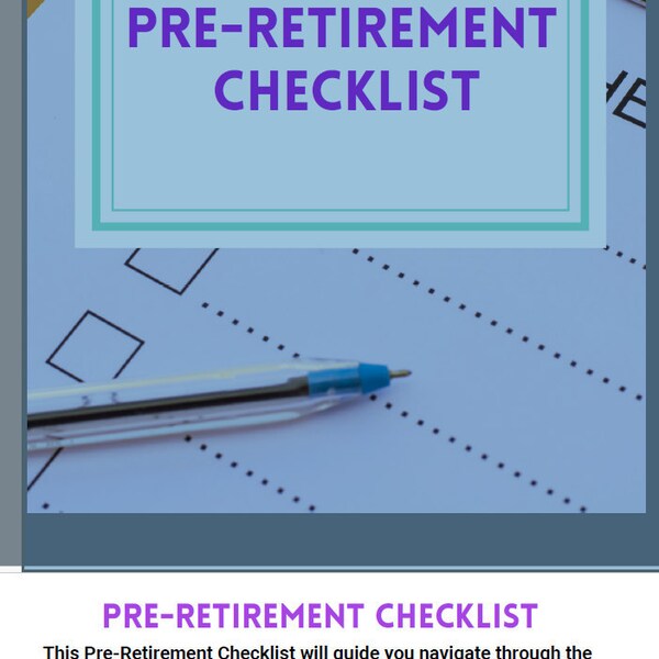 Pre-retirement Checklist, Pre-retirement Guide, Financial Planner ...