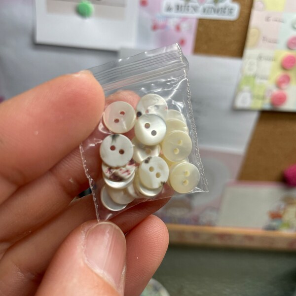 Mini Mother of Pearl Shell Buttons 6mm 8mm 11mm 2 Hole Pack of 10 25 50 ...