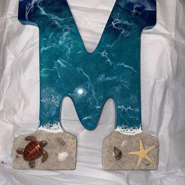 Custom Beach Themed Letter Wall Hanging | Monogram Initial | Surf Art ...