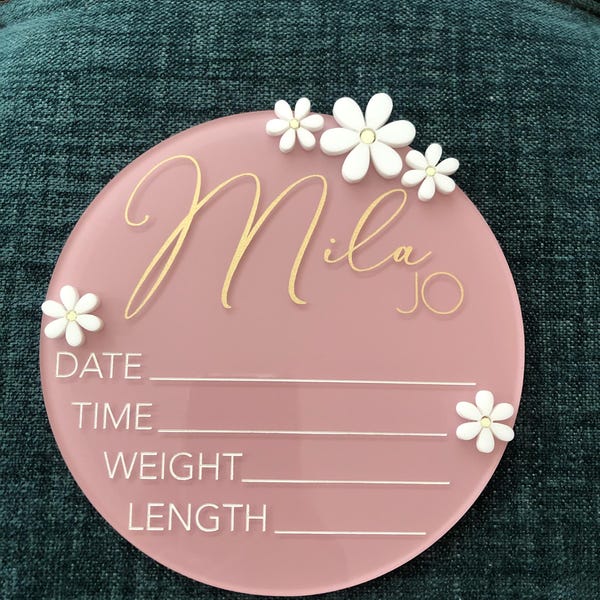 Acrylic Newborn Baby Birth Announcement Sign Newborn Baby Stat Sign ...