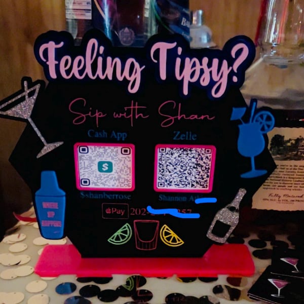 Bartender Sign | Mobile Bartender Sign | Bartender Scan to Pay Acrylic ...