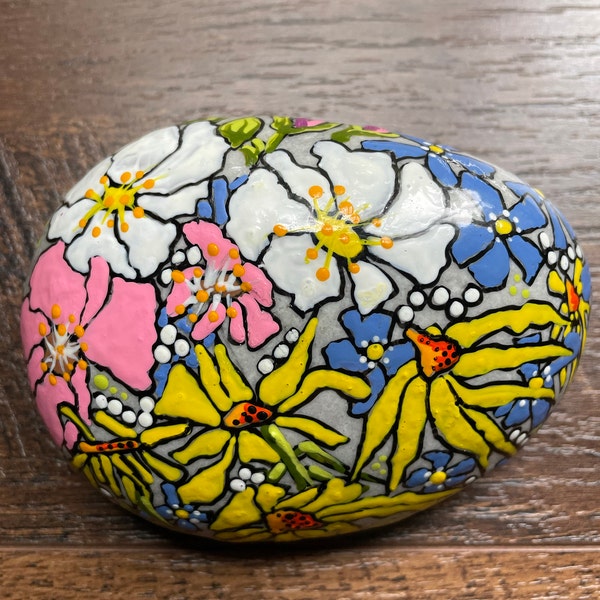 Sunflower Power Rock, Garden Flower Art, Bright Yellow Flower Rock - Etsy