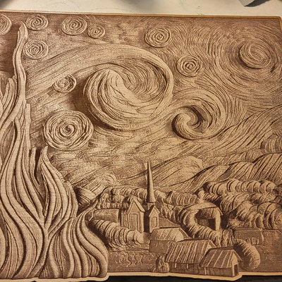 Digital Design File Van Gogh Starry Night Glowforge Laser Ready Engrave ...