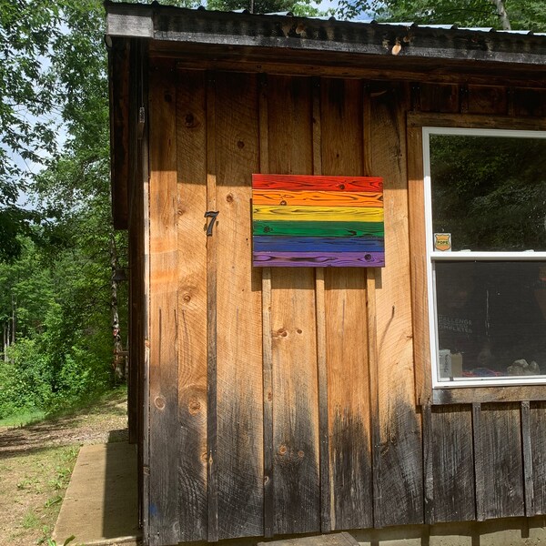 Pride Flag Made of Wood - Rustic Patio Decor - Shou Sugi Ban Burnt ...