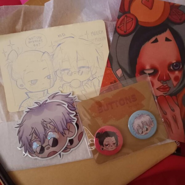 Crying Chibi Gojo Glitter Sticker/ Glossy Glitter Sticker/ 3 X 2.6 ...