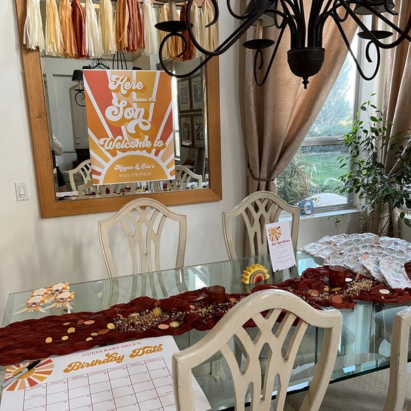 Muted Sunshine Garland - First Trip Around the Sun Birthday - Boho Sun ...