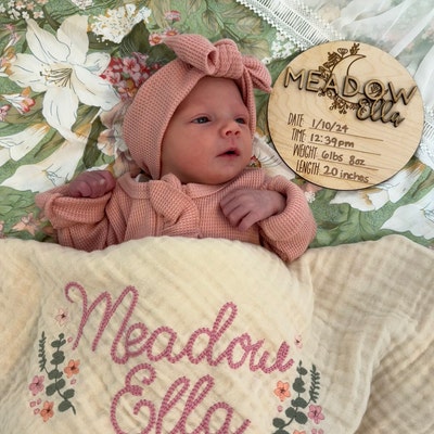 Personalized Embroidered Baby Receiving Blanket, Baby Blanket With Name ...