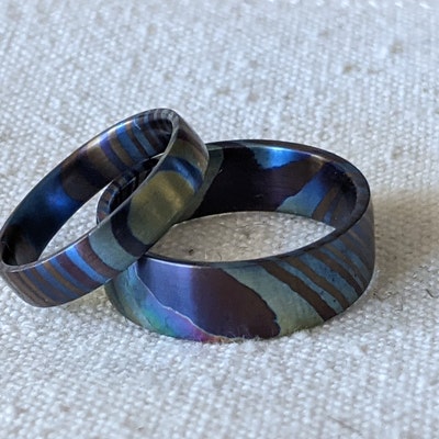 Stainless Damascus Dense Twist Flame Anodized Dragon Scales Finish High ...