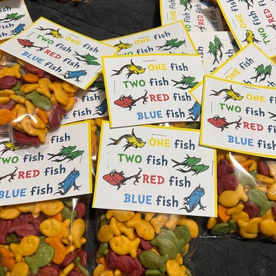 Dr. Seuss Treat Bag Card, Dr. Seuss Printable, One Fish Two Fish, Dr ...