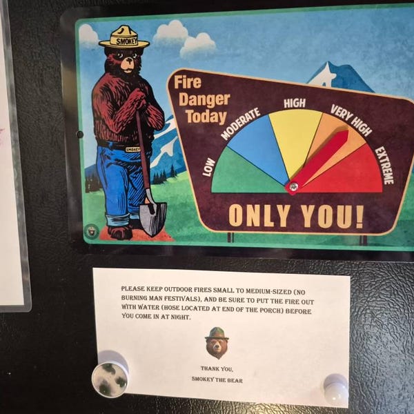Fire Danger Sign With Adjustable Dial Smokey Bear 8"x12" Metal Made in ...