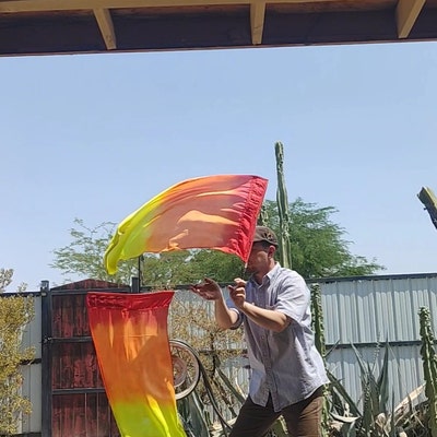 Weighted Flags UV Glow Hand Dyed Silk Spin Flags Made to Order. Perfect ...