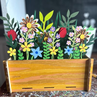 DIY 3D Layered MDF Flower Pot, Make Your Own Flower Pot, Flower Window ...