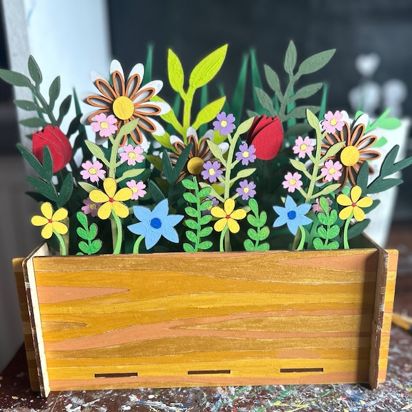 DIY 3D Layered MDF Flower Pot, Make Your Own Flower Pot, Flower Window ...