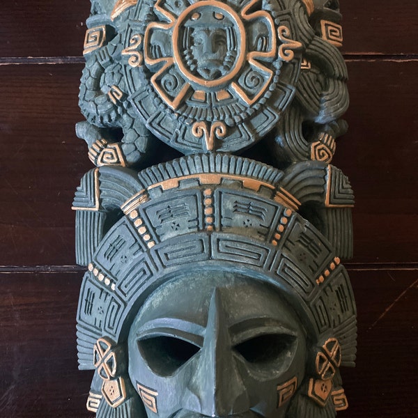 History Aztec Maya Artifact Mask Sun Stone & Serpents Sculpture Statue ...
