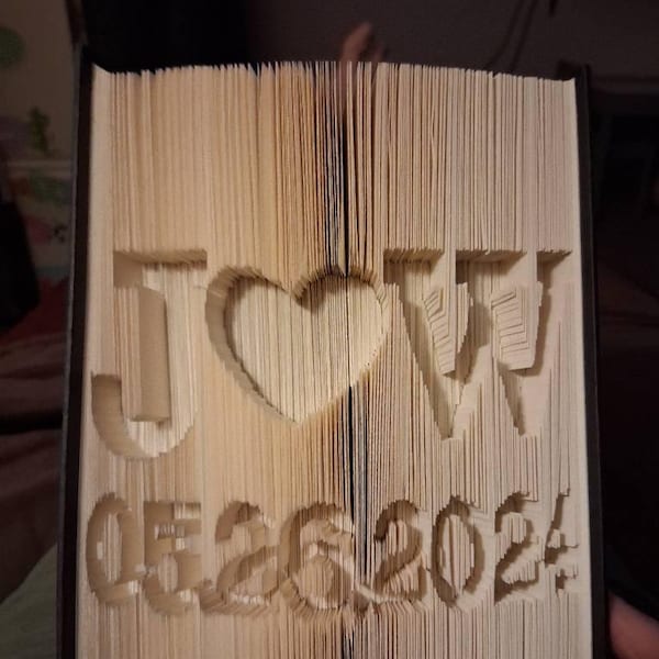 Custom Book Fold PATTERN- Initials & Date, Wedding and Date Book Fold ...