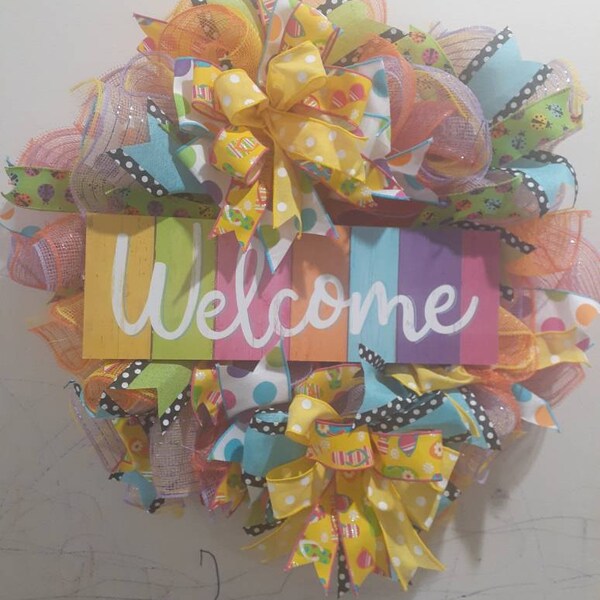 Rainbow Welcome Sign, Spring Welcome Sign, Summer Welcome Sign ...