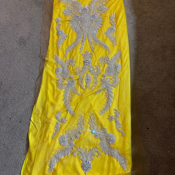 Silver Border Haute Couture Glue Stick Rhinestone Fabric With Silver ...