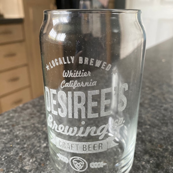 Engraved Craft Beer Brewing Co. Beer Can Glass, Beer Gift, Custom Beer ...