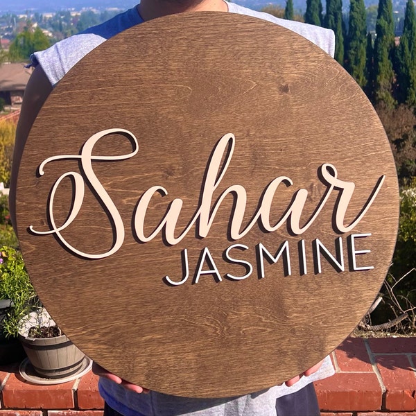 Customized Baby Name Sign, Baby Shower, Round Plaque, Personalized ...