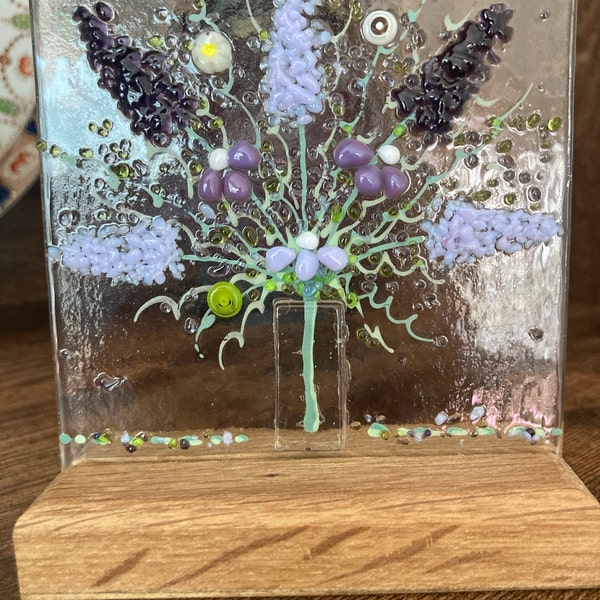 Small Cheerful Everlasting Forever Flower Bouquet Fused Glass Art ...