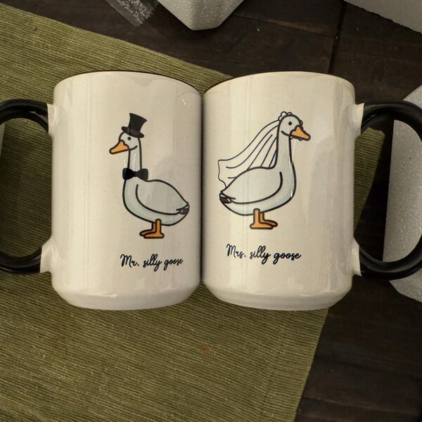 Mr and Mrs Silly Goose Wedding Mug Engagement Coffee Mug Funny Newlywed ...