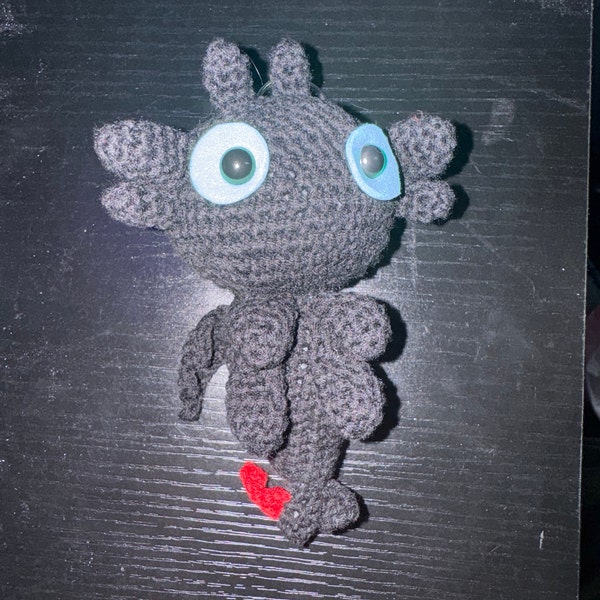 Toothless Dragon Crochet Plush, How to Train Your Dragon, Night Fury ...
